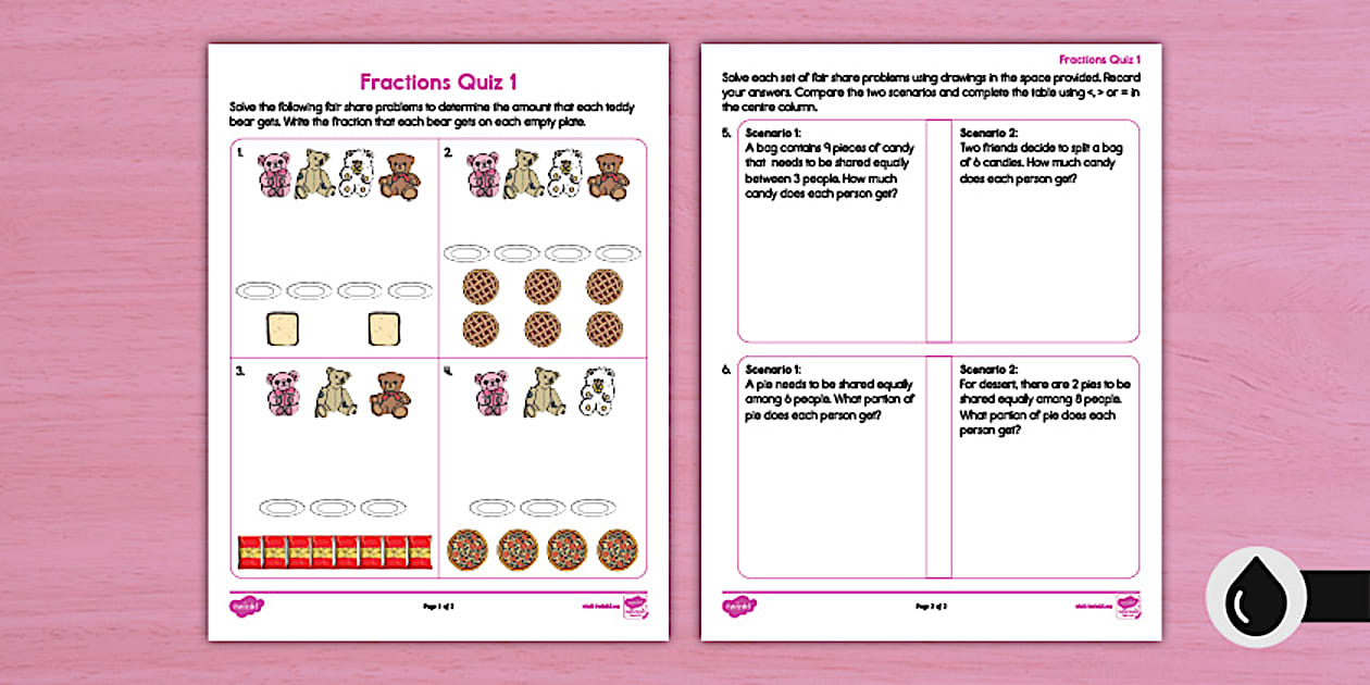 Grade 2 Fractions Mini Assessment 1 (Lehrer gemacht)
