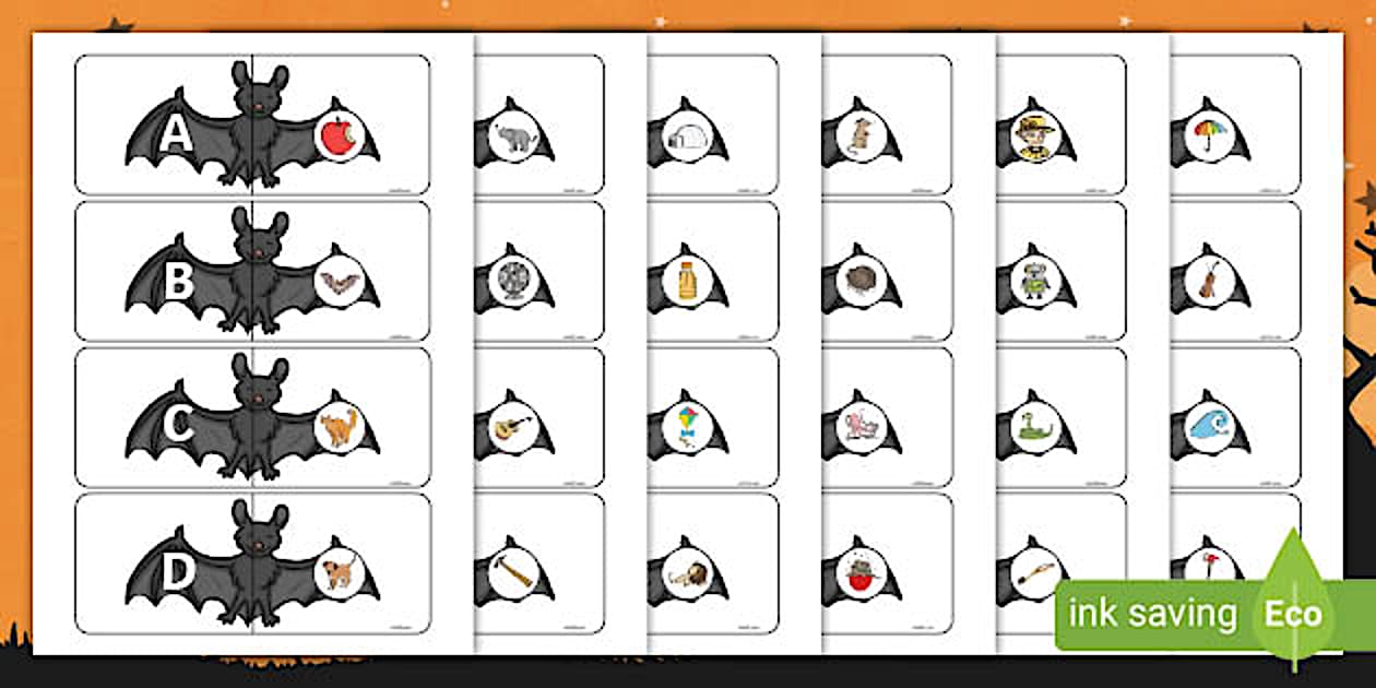 Halloween Beginning Sounds Matching Puzzle - Twinkl