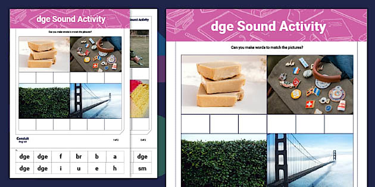 Reinforcing Sounds: 'dge' Cut and Stick Activity - Twinkl