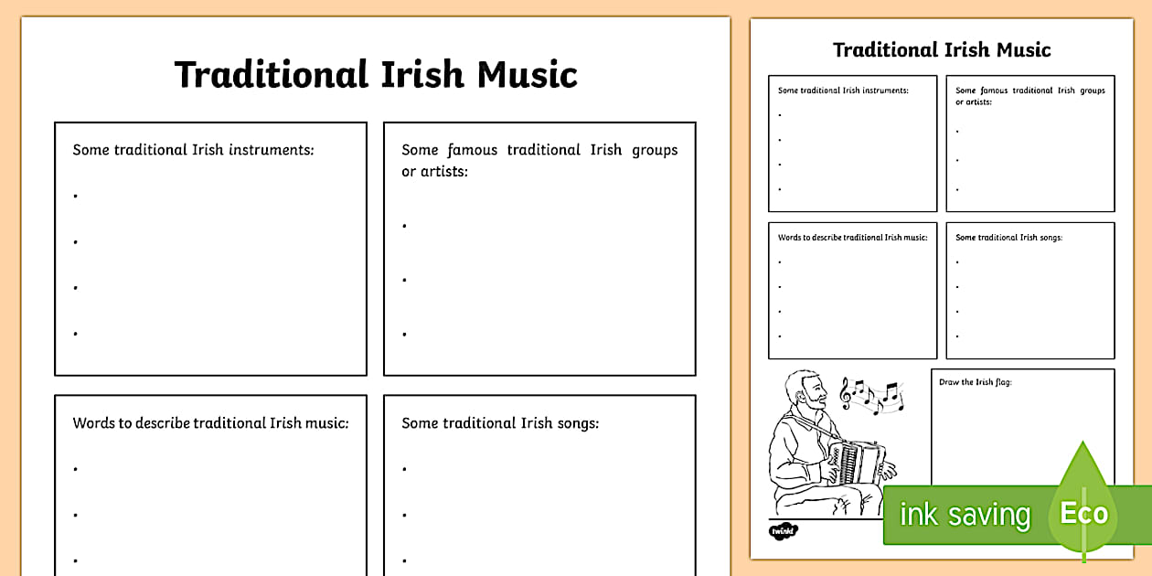 Traditional Irish Music Worksheet | Primary Resources