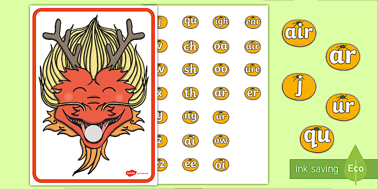 Feed a Chinese Dragon Phase 3 Phonics Activity - Twinkl