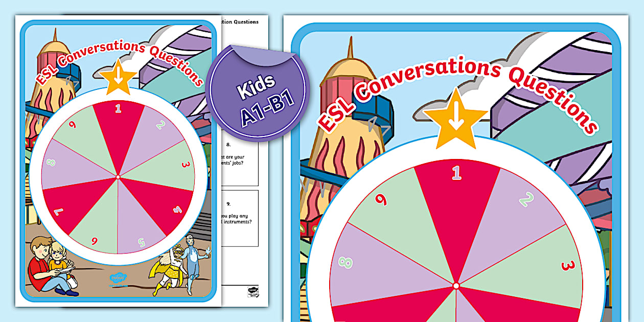 ESL Conversation Question Spinners [Kids, A1-B1] - Twinkl