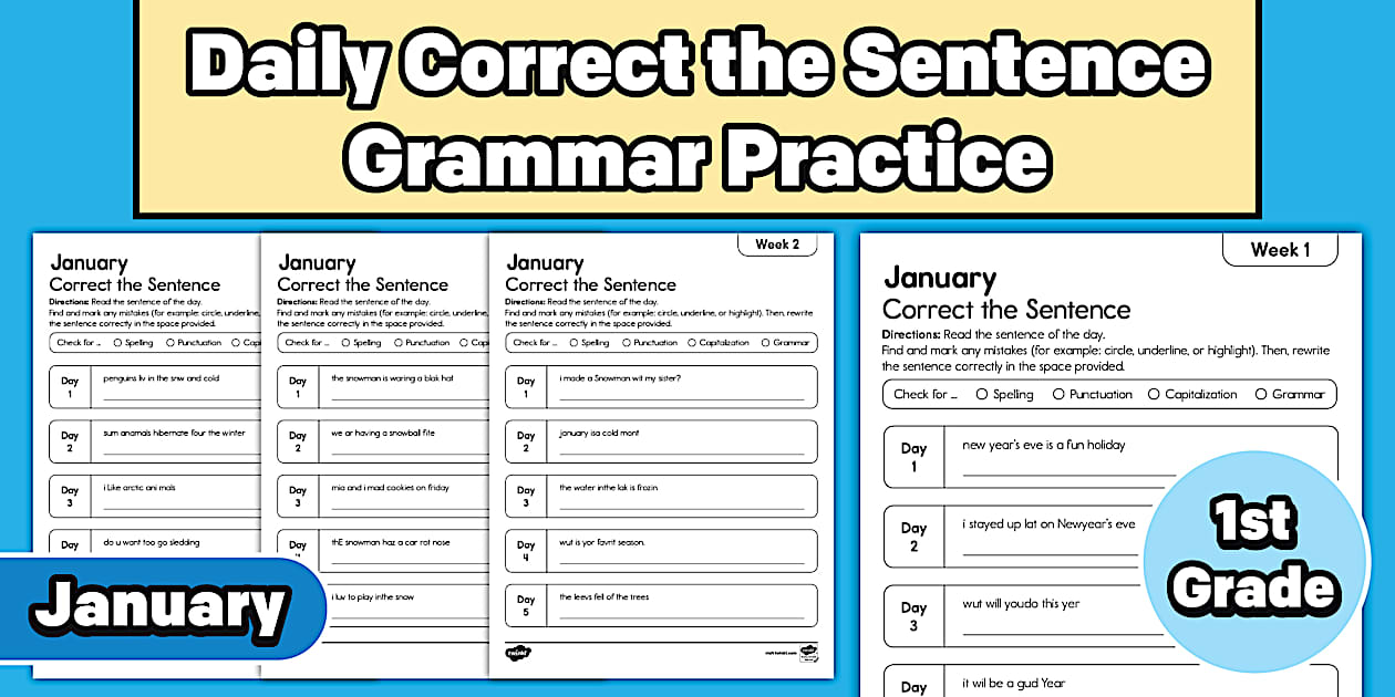 January Daily Correct the Sentence Grammar Practice