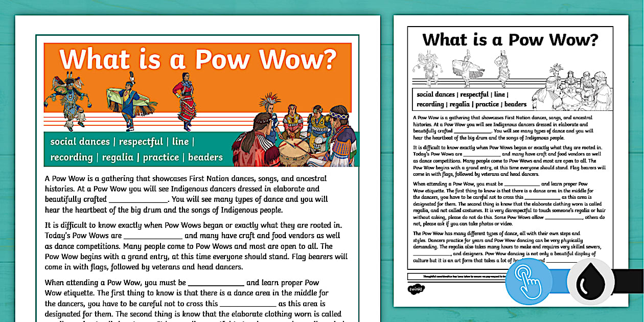 What is a Pow Wow? Cloze Activity (professor feito) - Twinkl