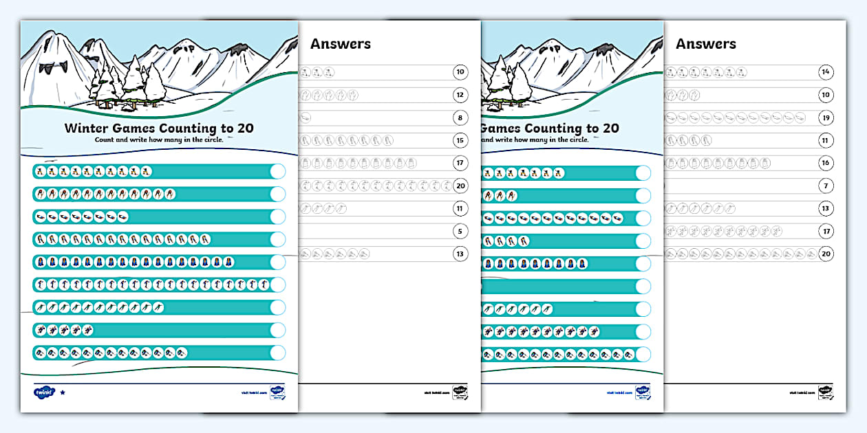 Winter Games Counting to 20 Activity Sheet (Teacher-Made)