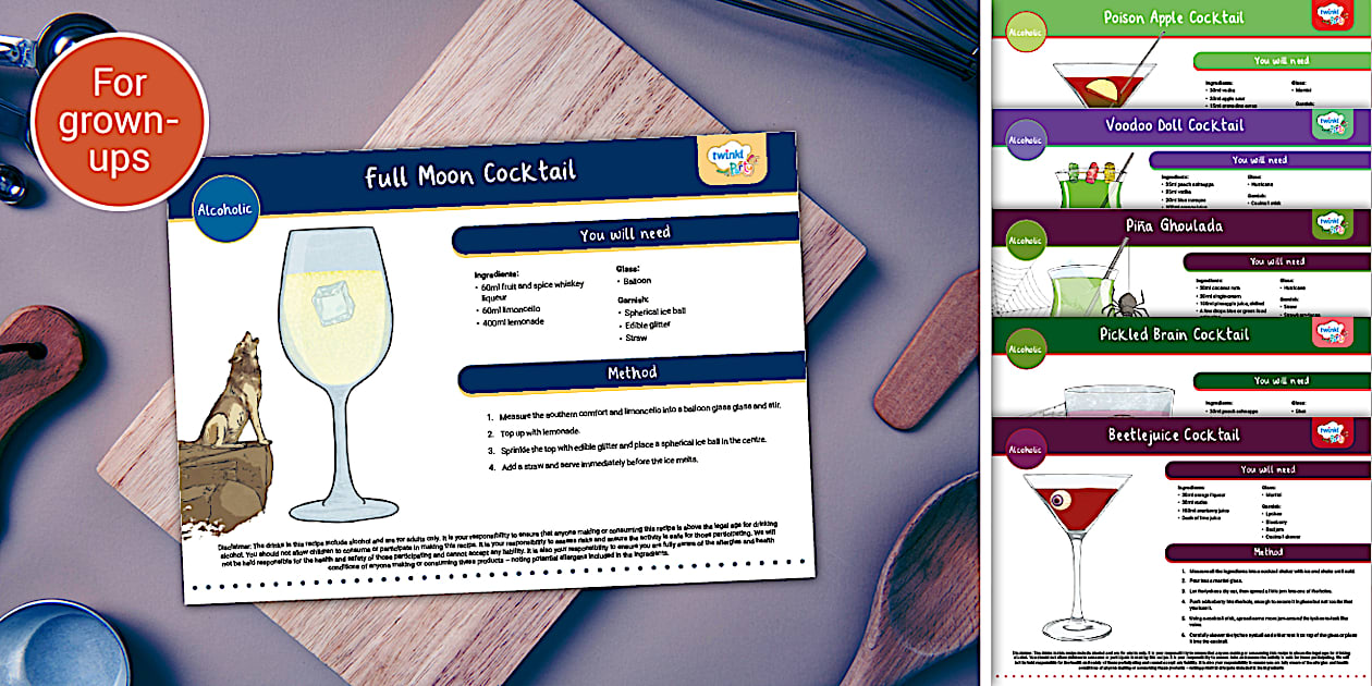 Halloween Alcoholic Cocktails Recipe Bundle | Twinkl Party