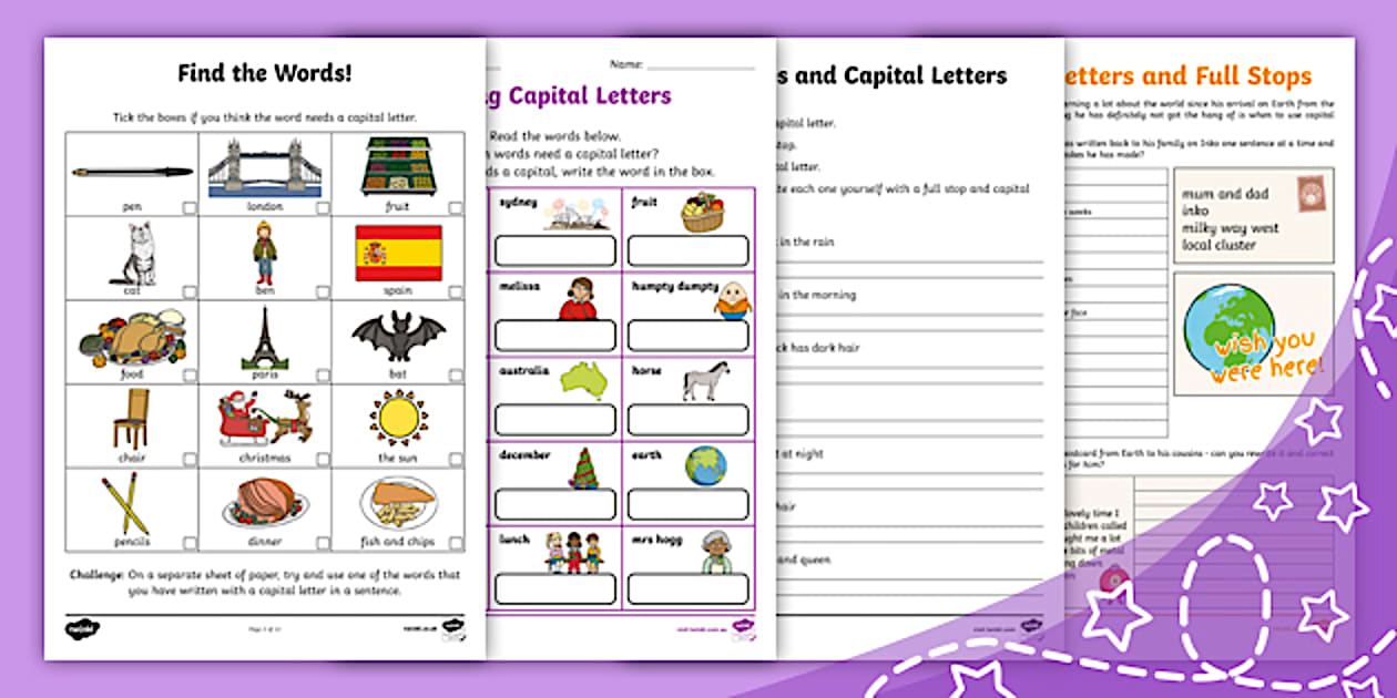 Capital Letters & Full Stops | Parents Teaching Support Pack