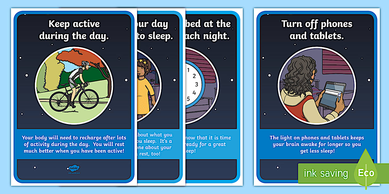 Black and White How To Sleep Well Display Posters - Twinkl