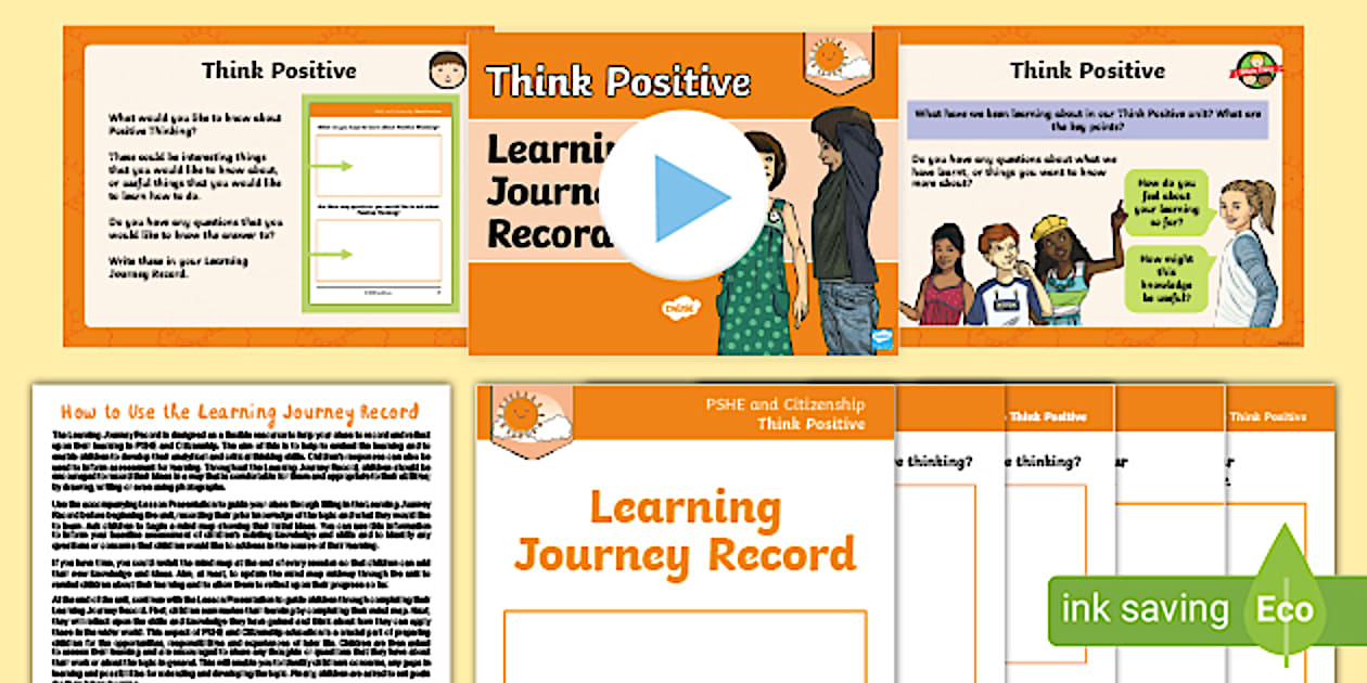 PSHE: UKS2 Think Positive - Learning Journey Record - Twinkl