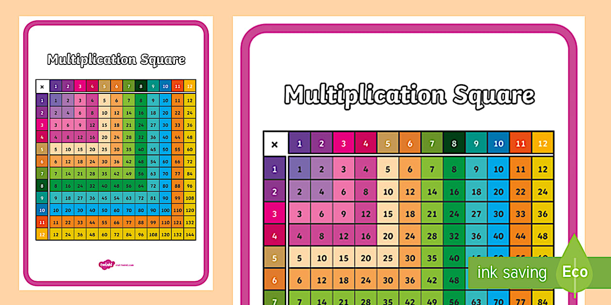 Multiplication Number Square | Big Times Tables Chart
