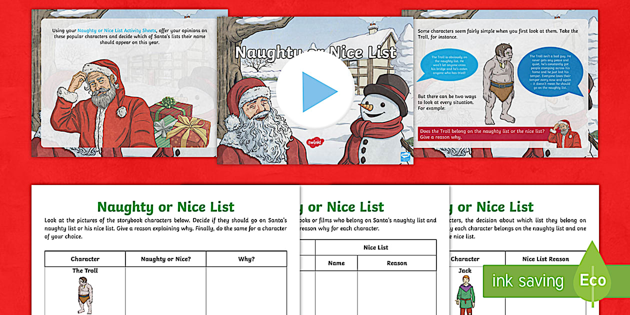 Christmas Naughty and Nice List Activity Pack | Twinkl | KS2