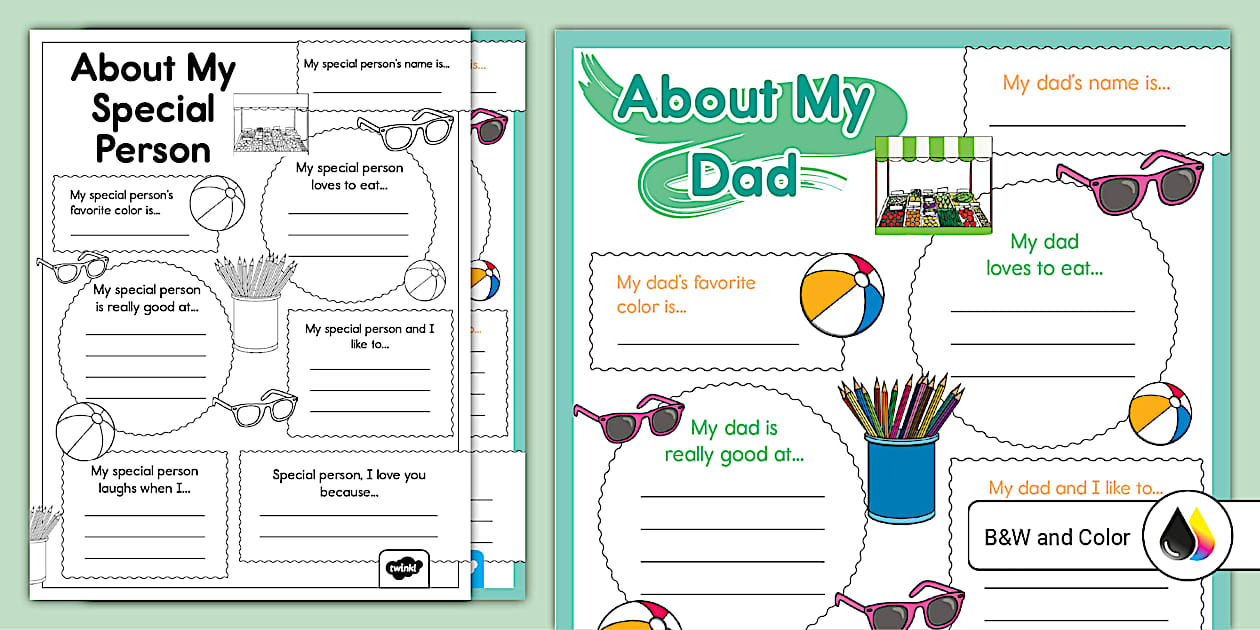 Editable About My Dad/All About My Special Person Worksheet
