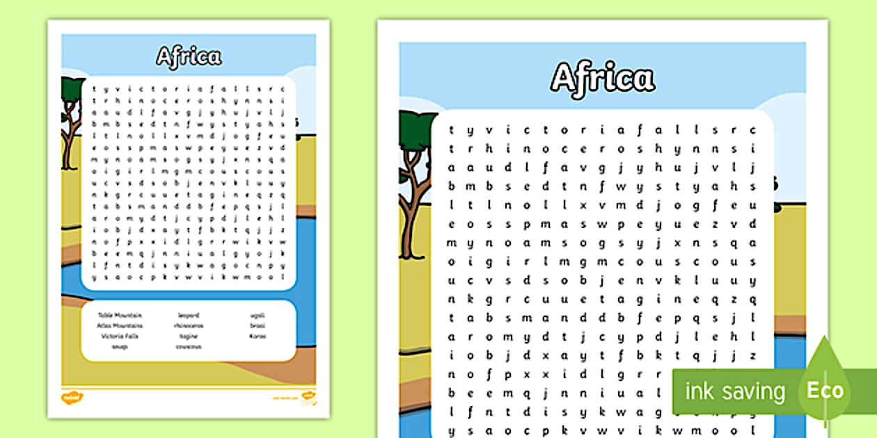 Africa Word Search | Africa | Twinkl