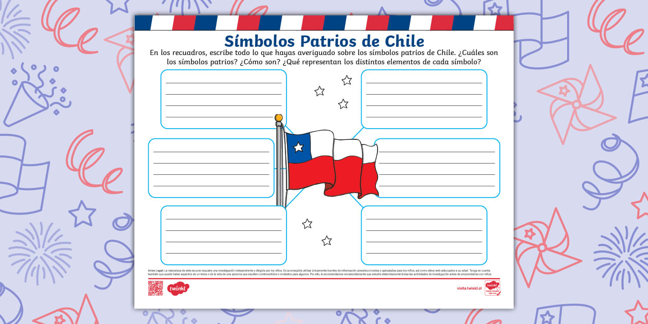Mapa Conceptual: Símbolos Patrios de Chile - Twinkl