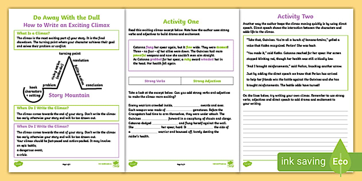 Do Away With the Dull: Writing Exciting Endings Activity