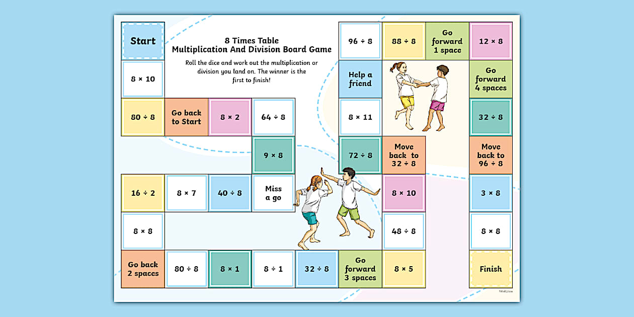 8 Times Table Game - Multiplication And Division Board Game