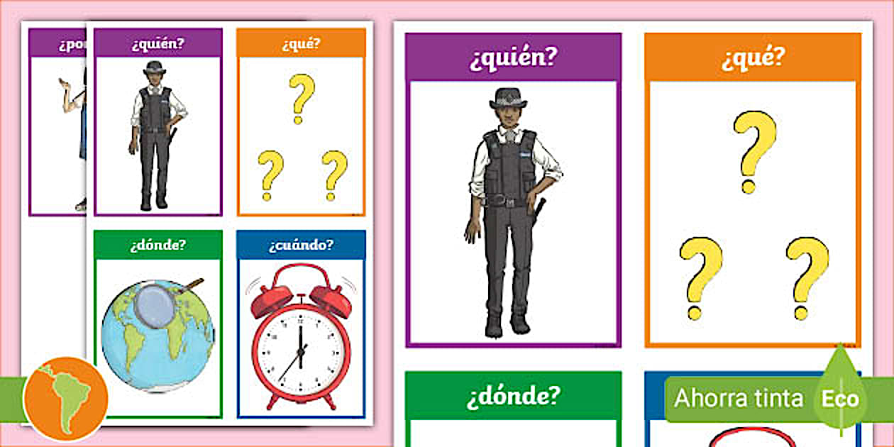 Tarjetas: Palabras interrogativas- Guía de trabajo - Twinkl