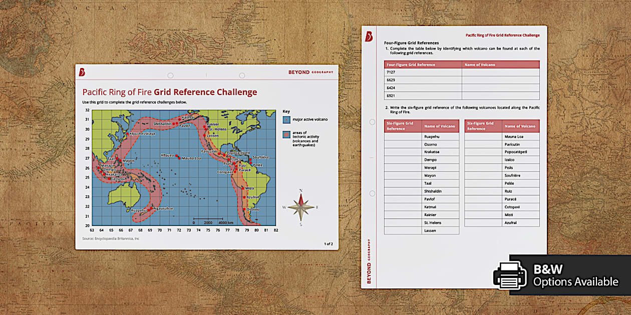 Pacific Ring of Fire Grid Reference Challenge (Teacher-Made)