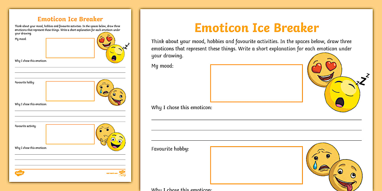 Emoticon Ice Breaker Introduction Worksheet (teacher made)