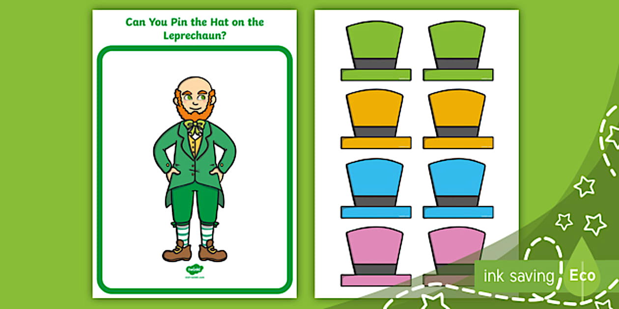 Pin the Hat on the Leprechaun Game (teacher made) - Twinkl