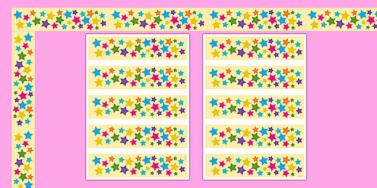 👉 Free Printable Borders for Pictures - Multi-Coloured Stars