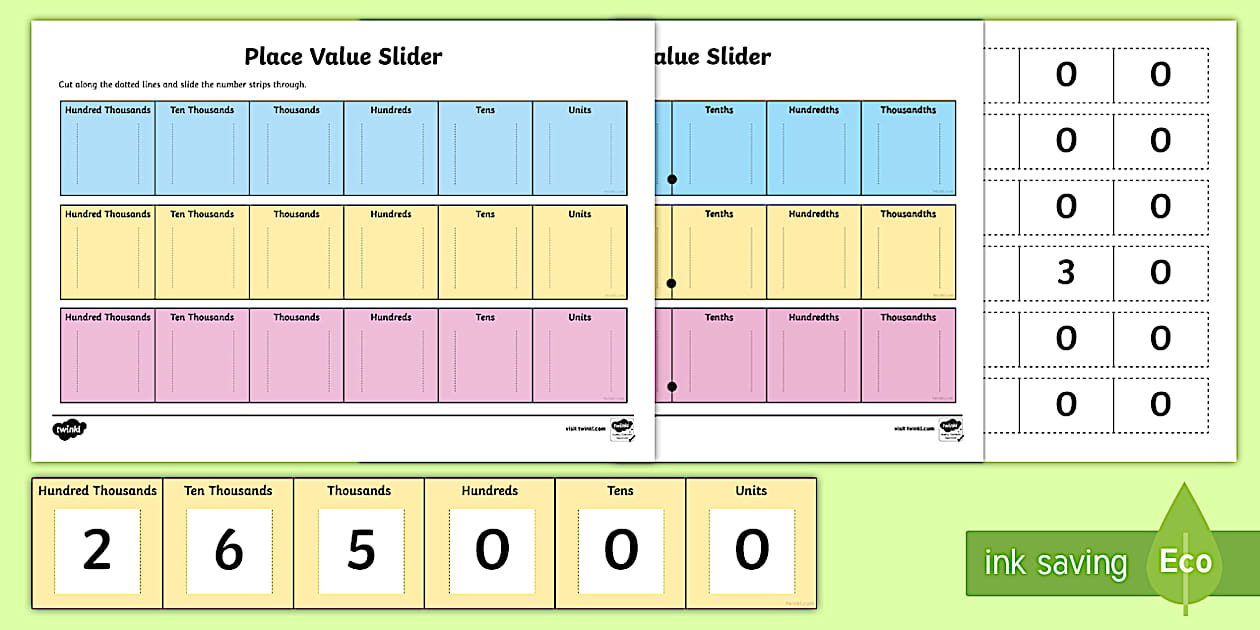 Horizontal Maths Place Value Slider Worksheet / Worksheet - Maths Place ...