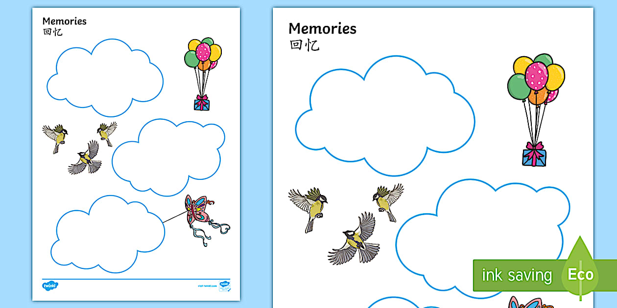 Memories Writing Template English/Mandarin Chinese - Memories Writing ...