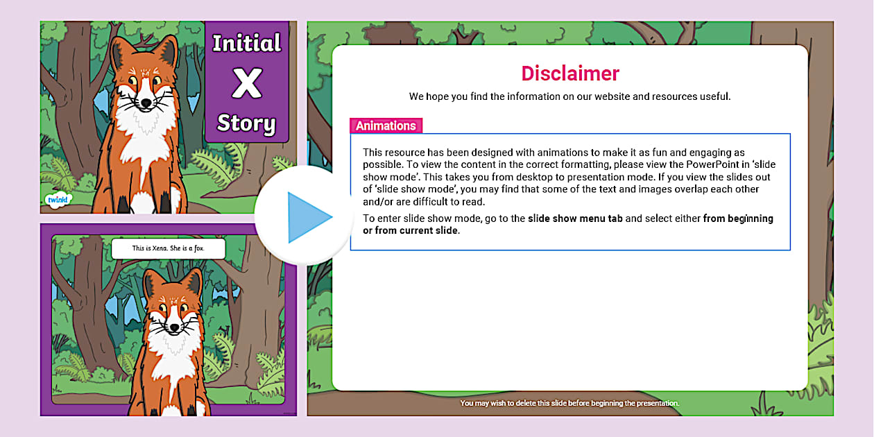 Initial and Ending 'x' Story PowerPoint (teacher made)