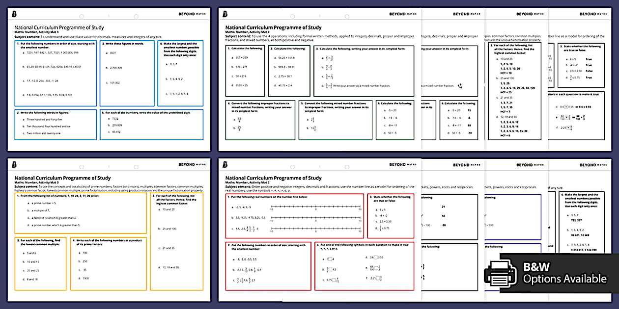 Back to School UK: Green Number Mats Part 1 | KS3 Maths