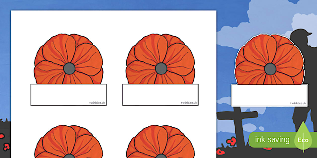 Remembrance Day Poppy Labels Topic Words on Topic Images