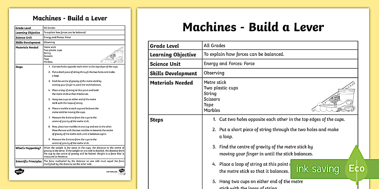 Build a Lever Science Experiment (teacher made) - Twinkl