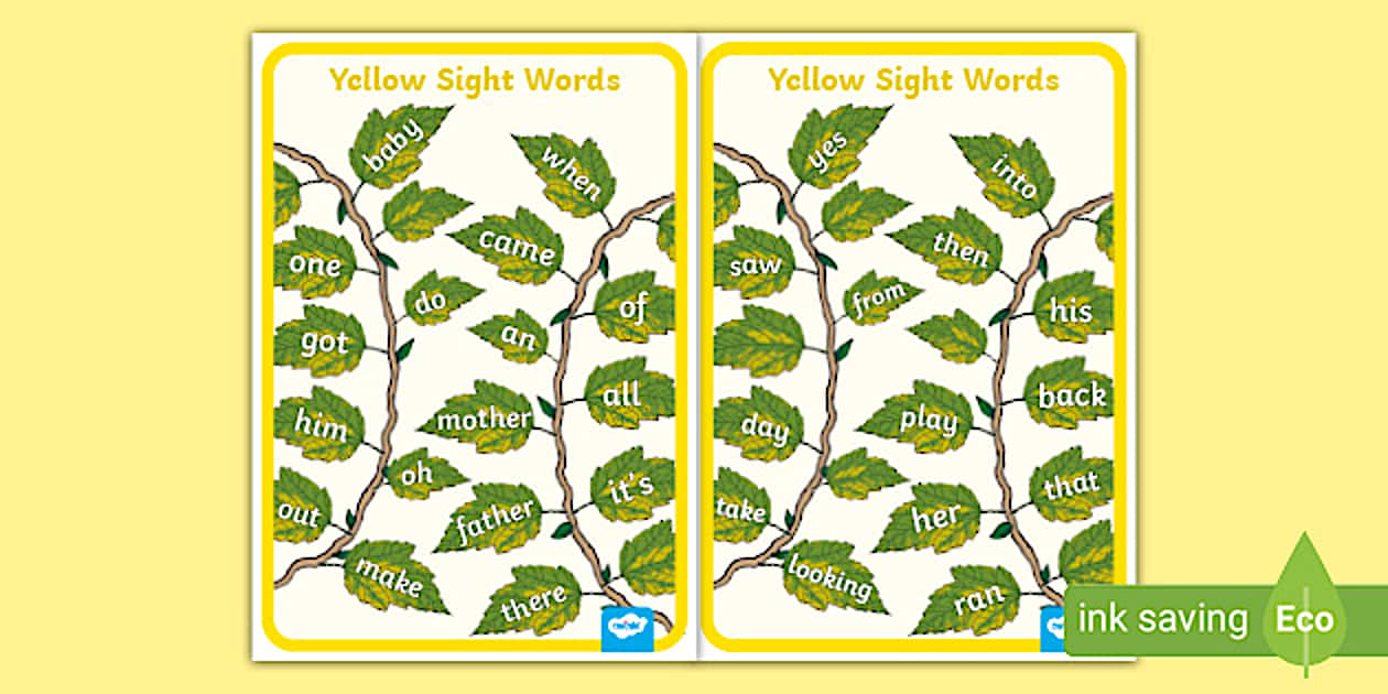 New Zealand Yellow Sight Words Posters (professor feito)