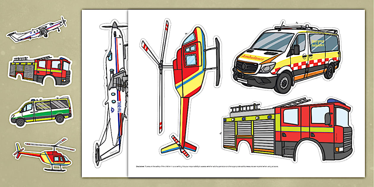 Community Helpers Vehicle Display Cut-Outs - Twinkl