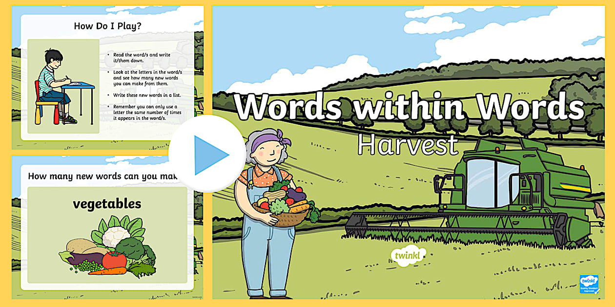 KS1 Harvest Words within Words PowerPoint - Twinkl