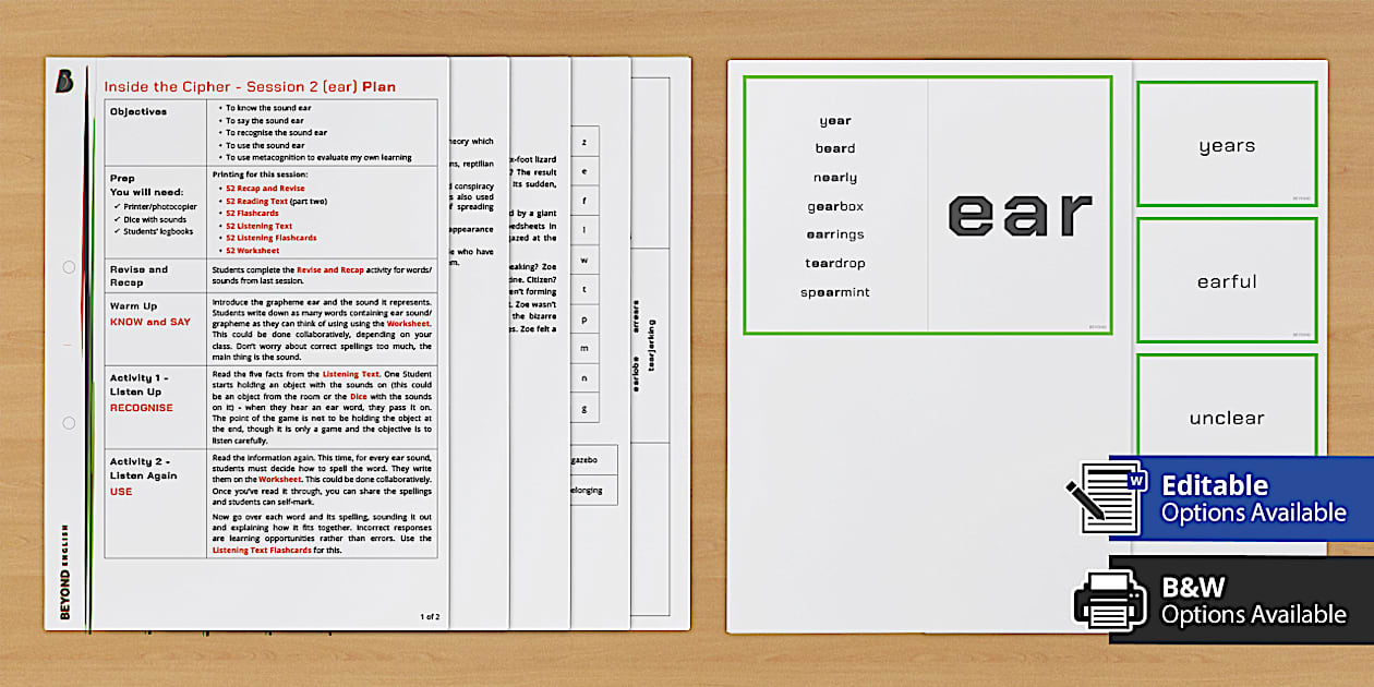 ITC Phonics Stage Three, Week 6 - Session 2 (ear) - Twinkl