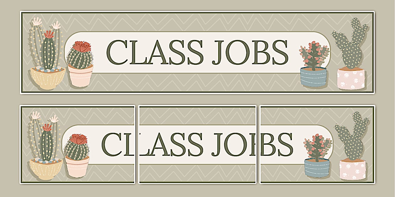 Succulents-Themed Class Jobs Display Banner (teacher made)