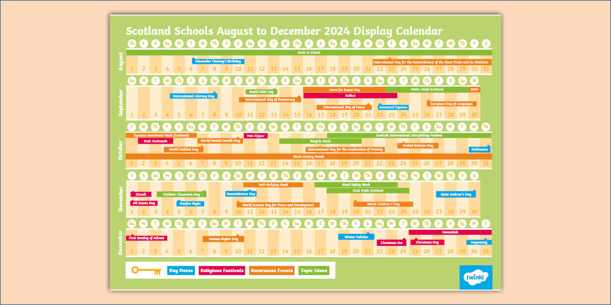 Scottish Schools August to December 2024 Display Calendar