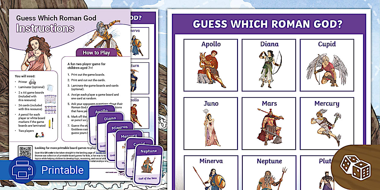 Guess Who Game for Roman Gods and Goddesses Board Game Printable
