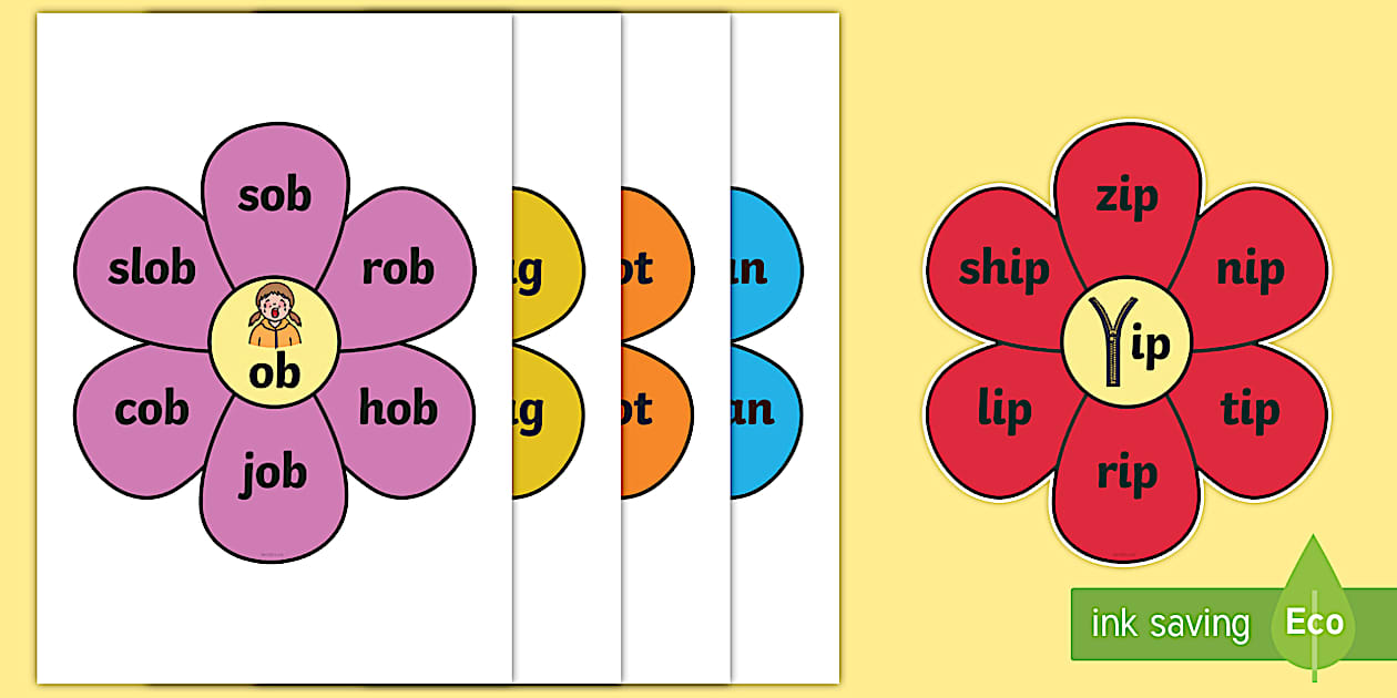 Word Family Flowers (teacher made) - Twinkl