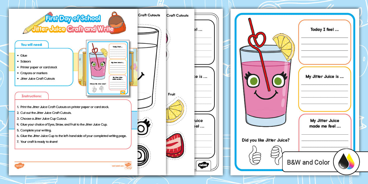 First Day Jitters Worksheet | Back to School | Twinkl USA