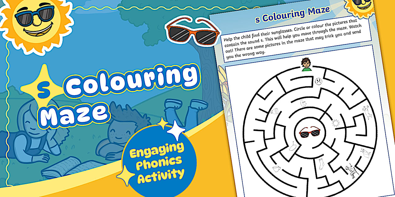 s Colouring Maze - Phonics - Twinkl