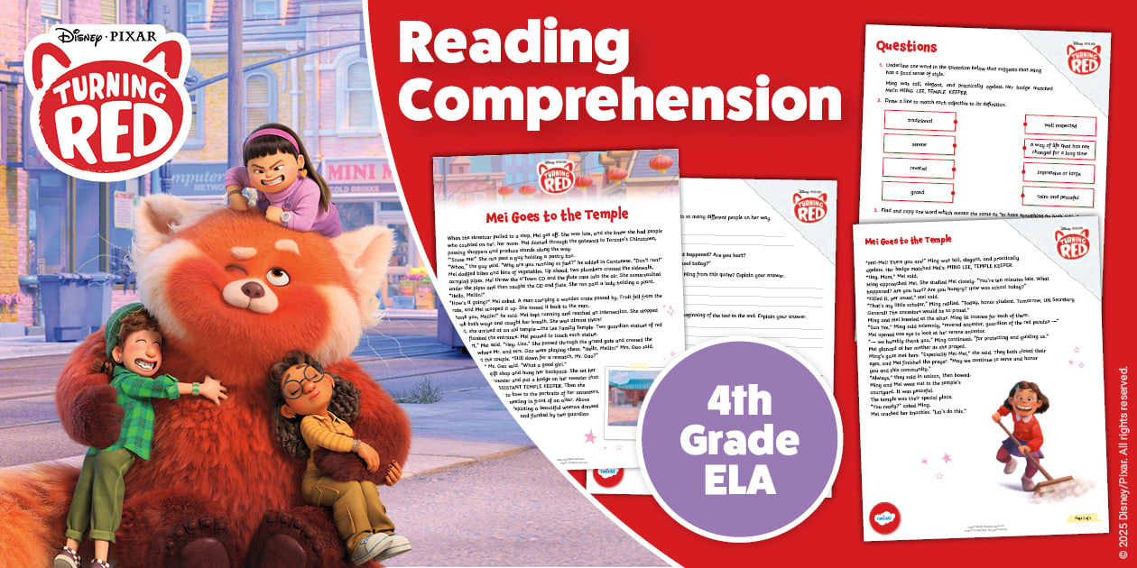 Turning Red: Fourth Grade Reading Comprehension Worksheet