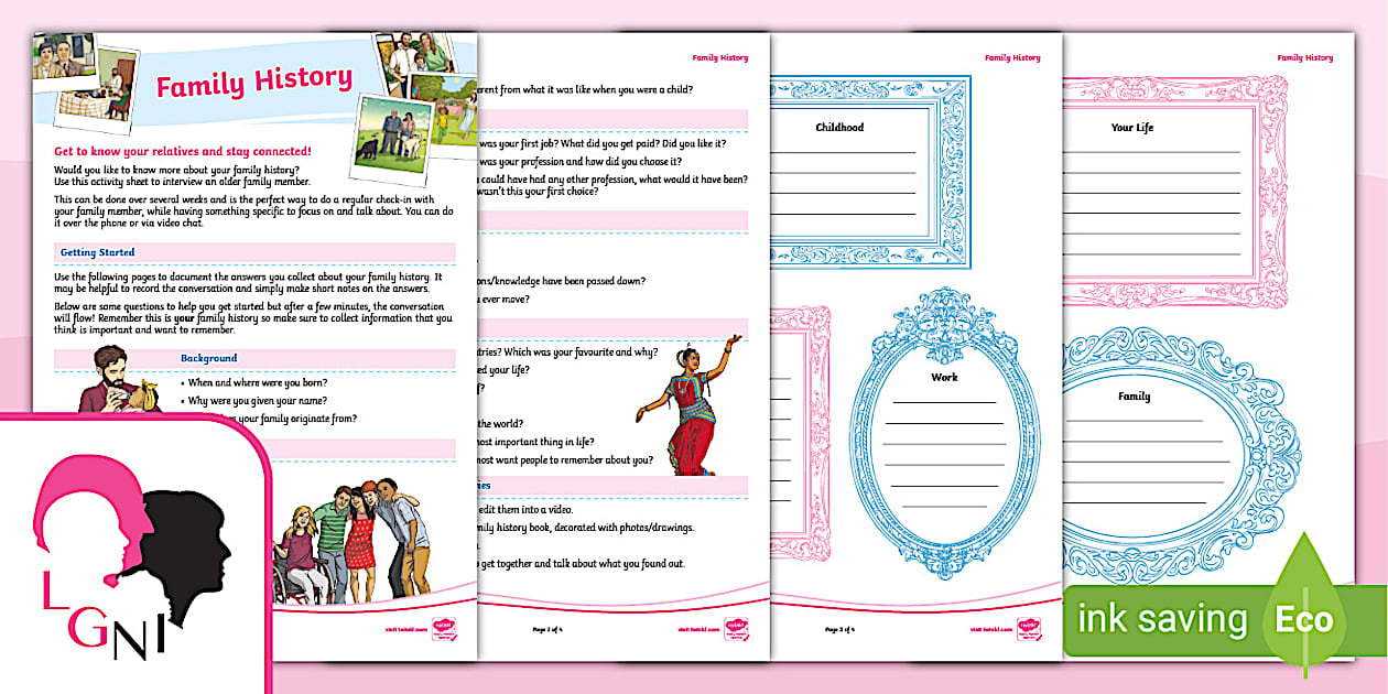 FREE! - Linking Generations Family History Activity Sheet