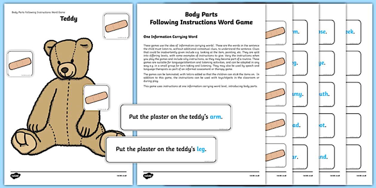 Editable Body Parts Following Instructions – 1 ICW Game