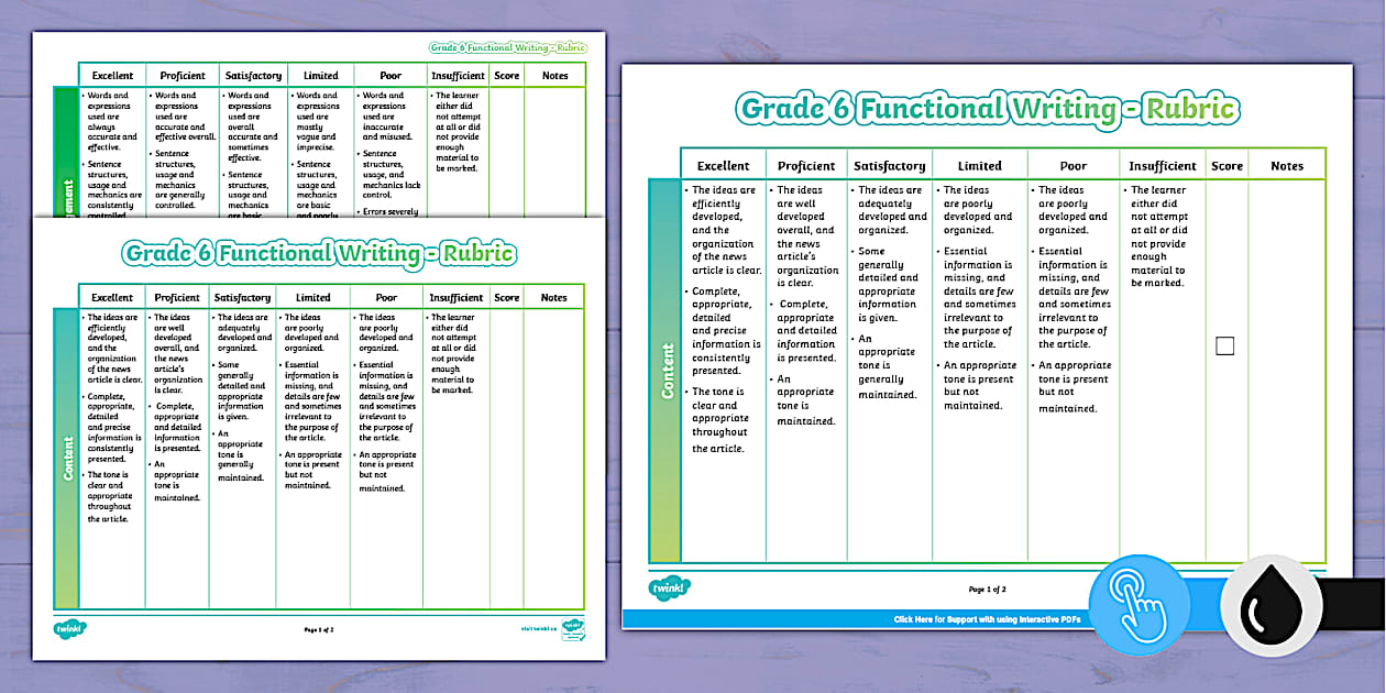 AB Achievement Test Rubric Functional Writing Grade 6