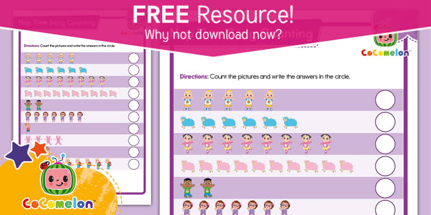 FREE CoComelon: Nap Time Song Counting Activity - Twinkl