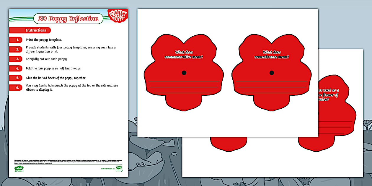 Project Poppy – 3D Poppy Reflection - Anzac Day - Twinkl