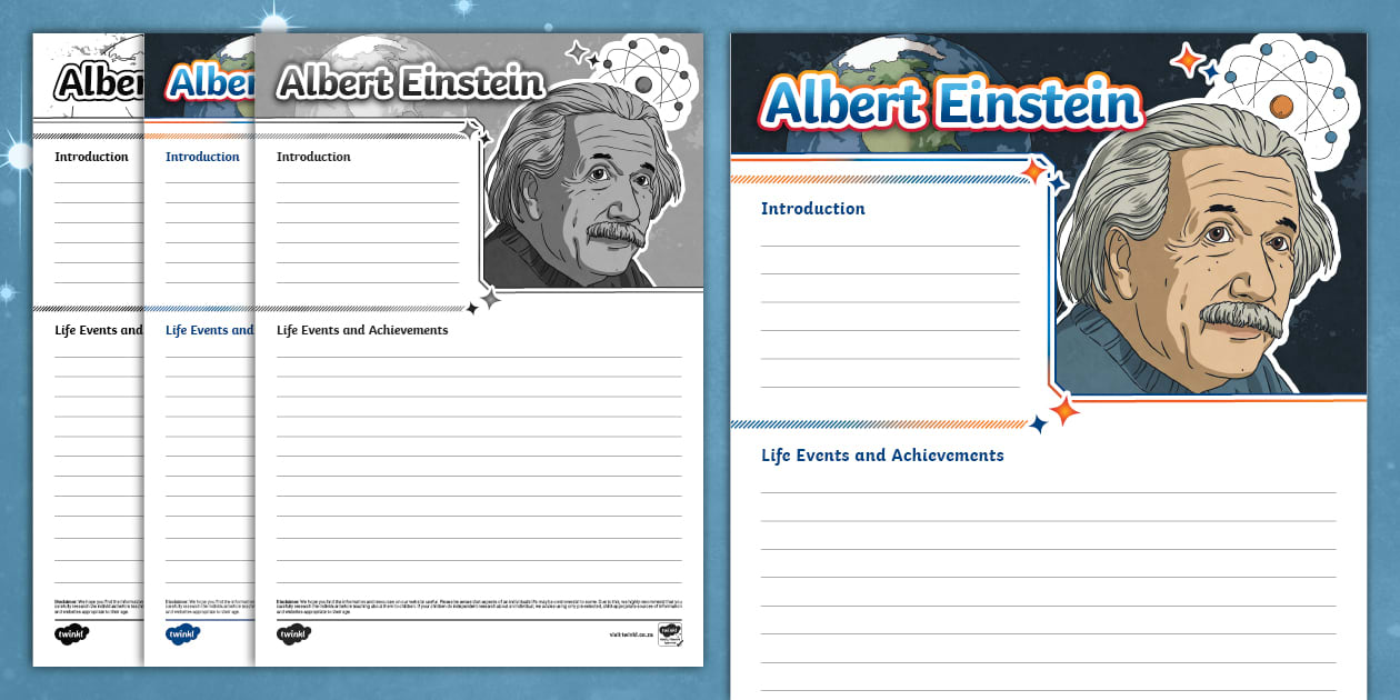 Albert Einstein Biography Template (teacher made) - Twinkl