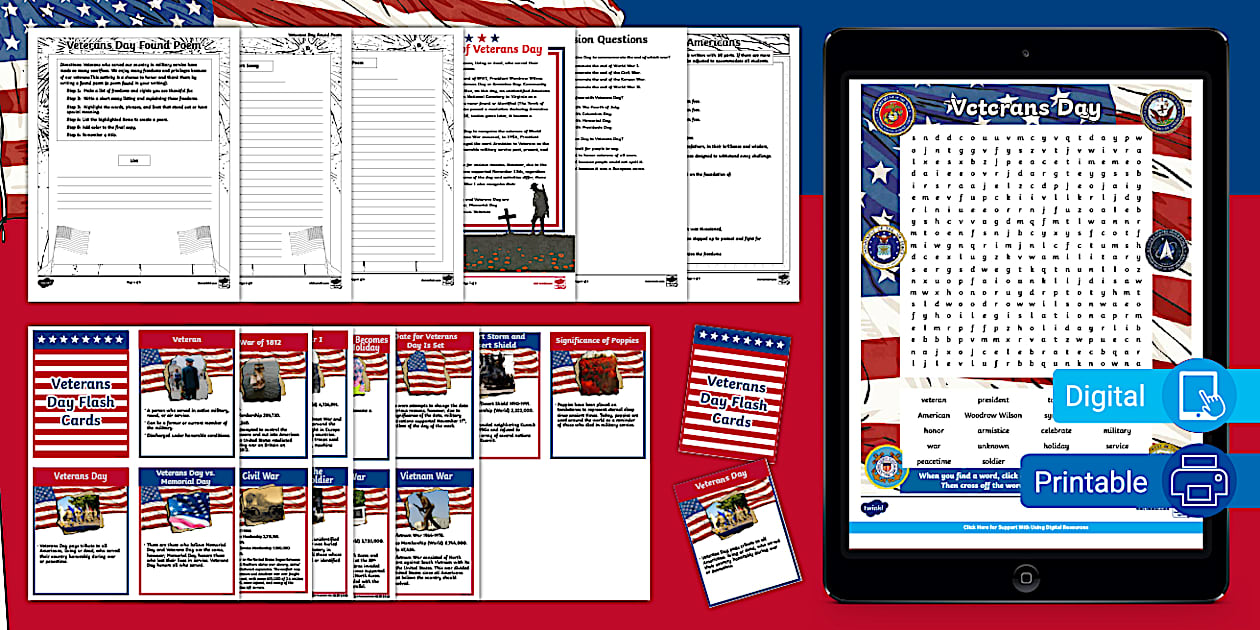 Eighth Grade Veterans Day Activity Pack - Twinkl
