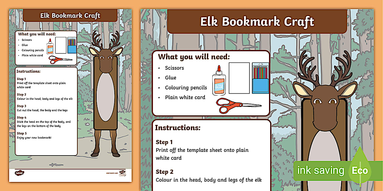 Elk Bookmark Craft | Twinkl | KS1 | Crafts | Bookmarks